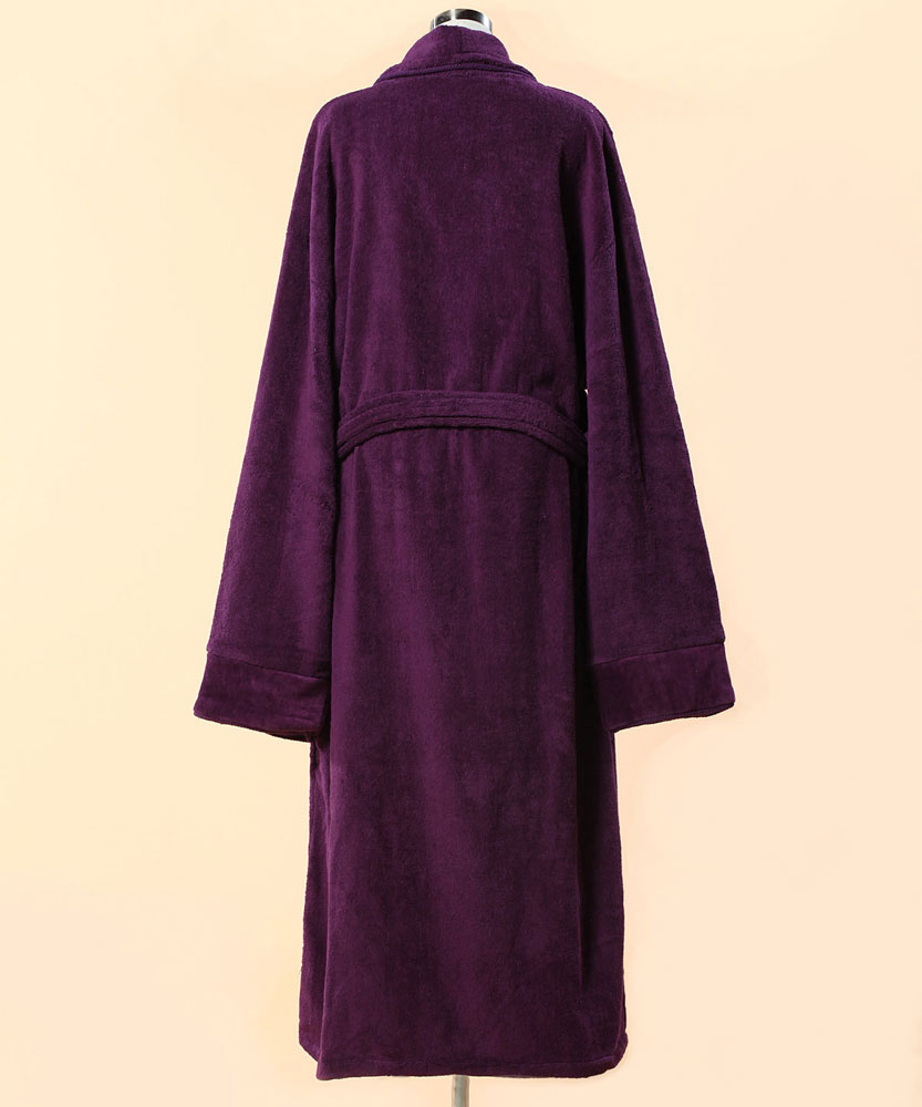 Extra Thick Purple Velour Bathrobe - Shawl Collar Cotton Bathrobe With ...